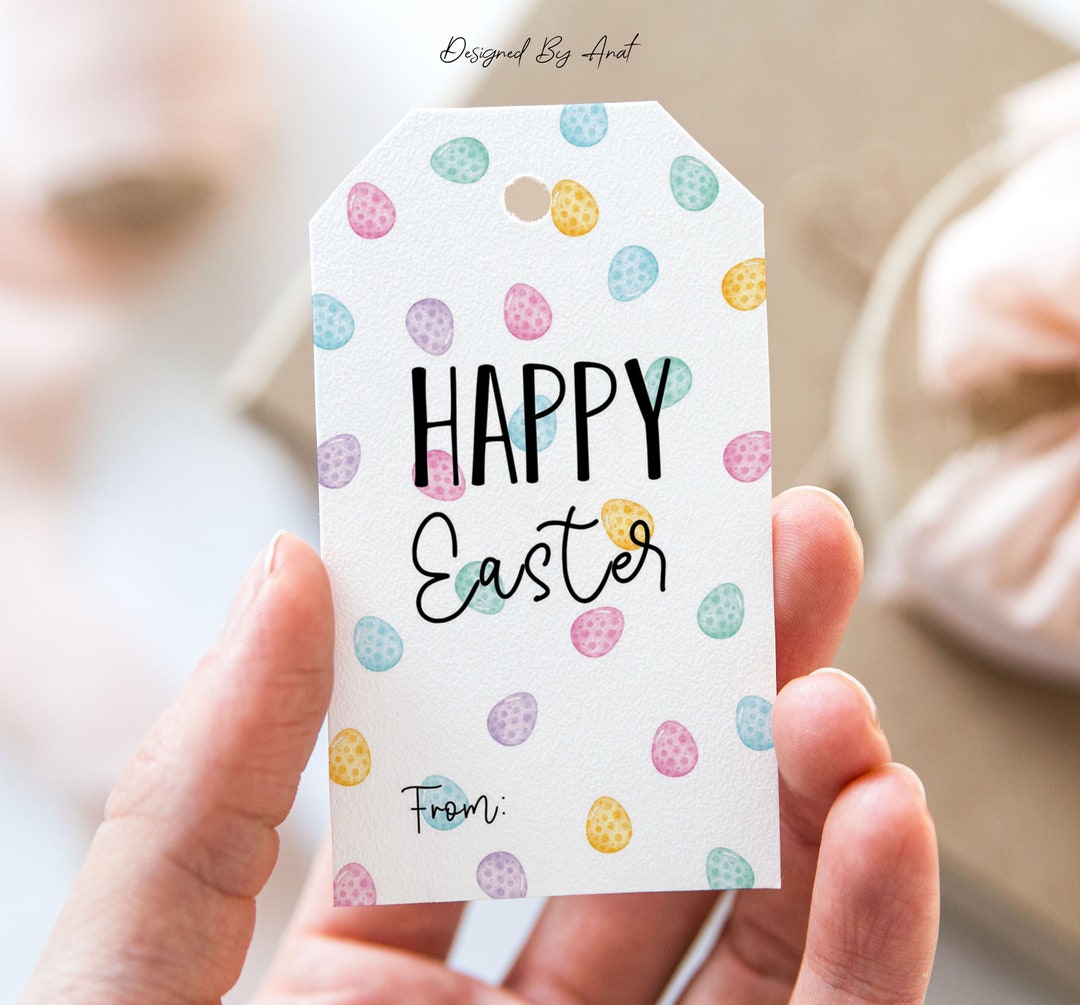 Happy Easter Eggs Tag, Printable Happy Easter Favor Tags, Easter Egg ...