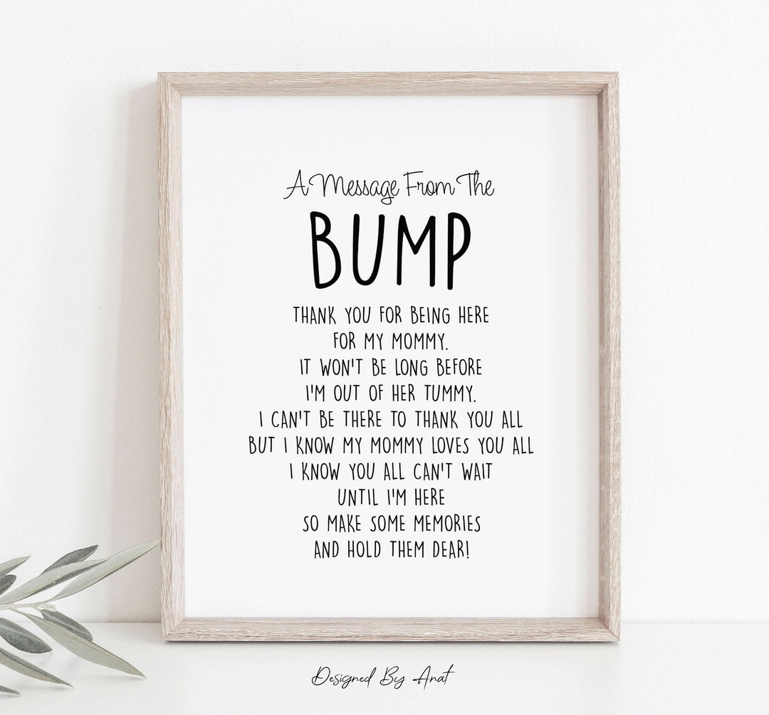 A Message From the Bump Baby Shower Sign, Table Sign, Simple Black and ...