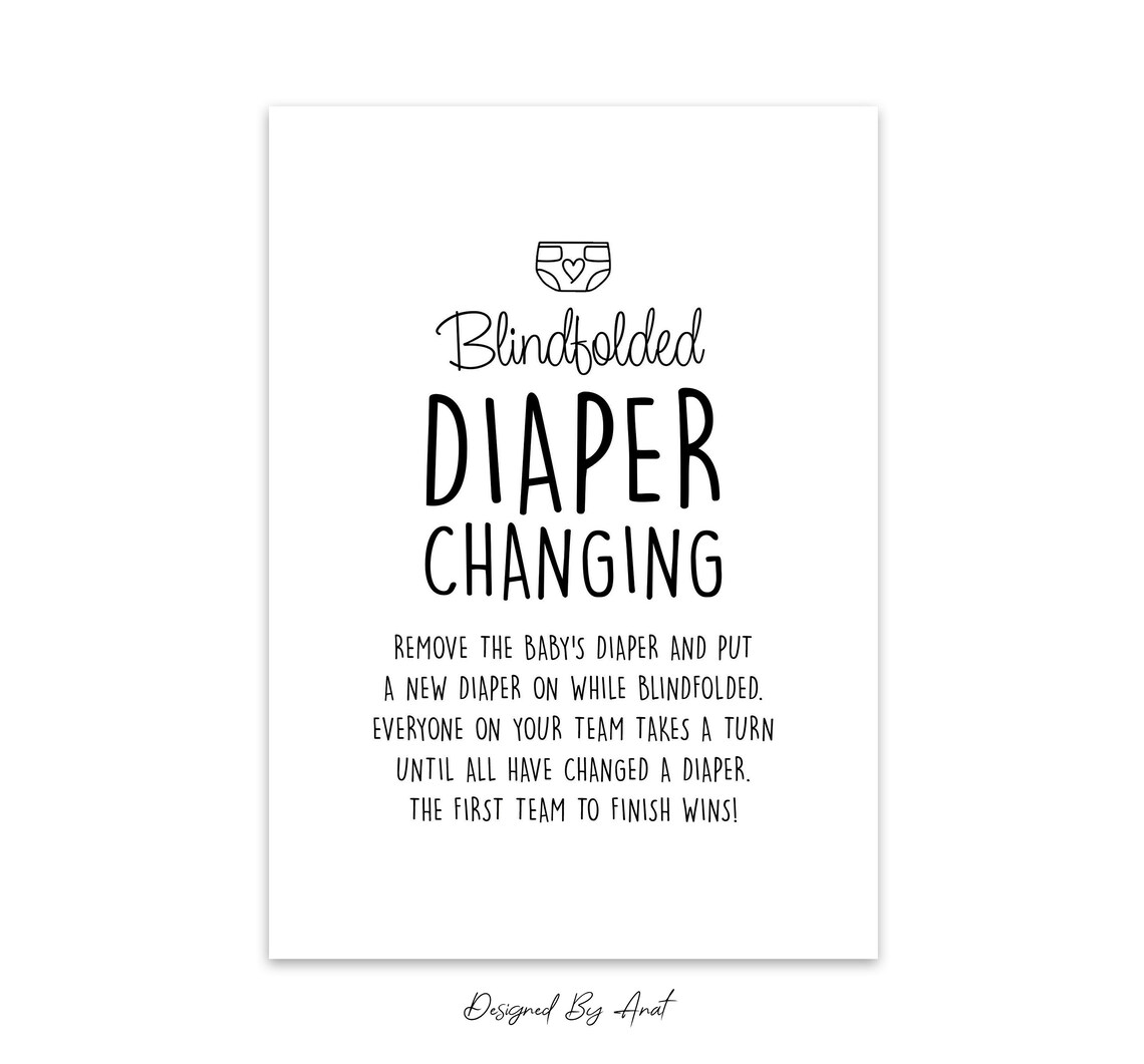 Blindfolded Diaper Changing Baby Shower Game Table Sign - Etsy