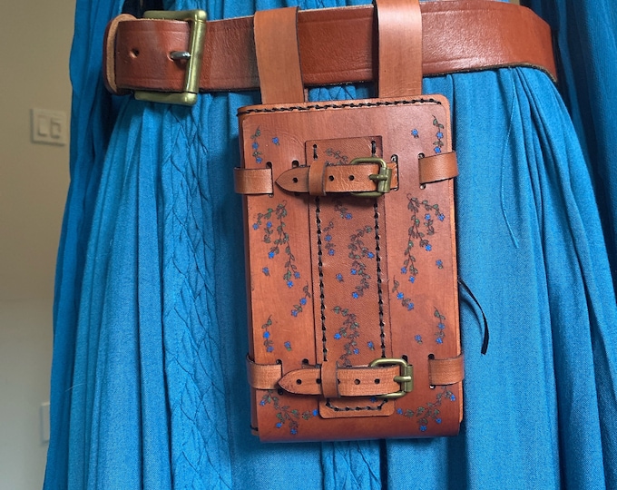 Book Holster With Vines and Flowers and Belt Loops for Ren Faire, LARP ...