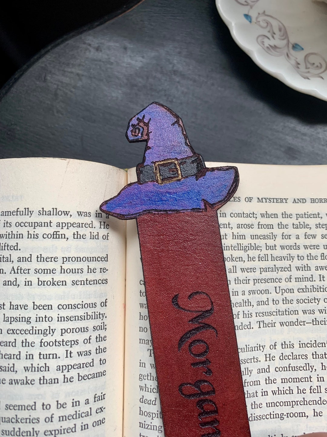 Witch Hat Leather Bookmark With Custom Text - Etsy