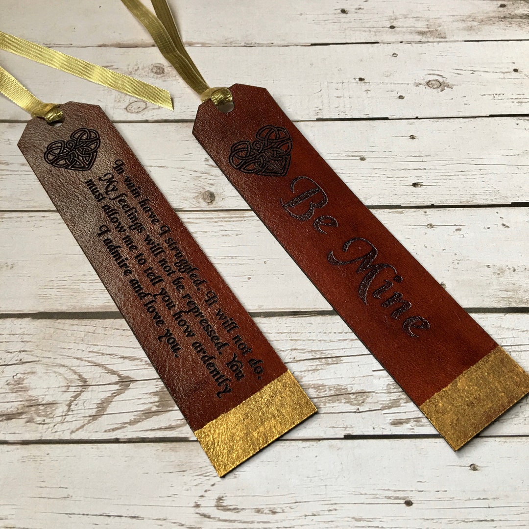 Valentines Day Customizable Leather Bookmark Valentines Card Book ...