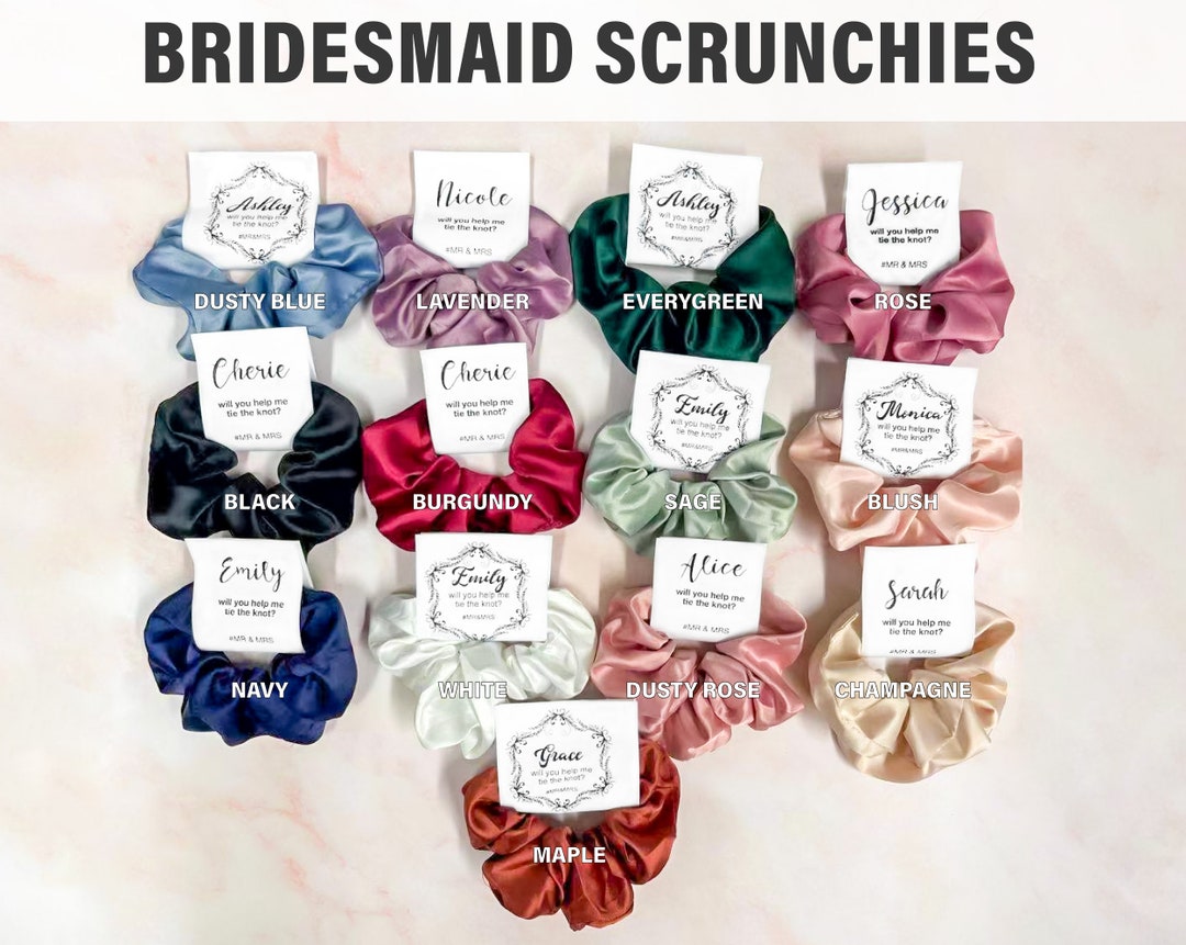Bridesmaid Scrunchies Pack, Bride Scrunchie, Bridesmaid Scrunchie Set ...
