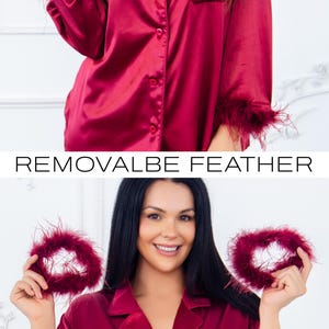 Bridesmaid Pajama Feather Set, Long Feather Pajamas Feathers Set ...