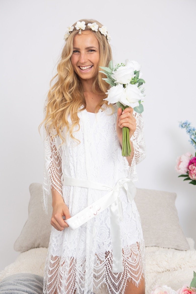 Lace Robe Bride Robe Personalized Bride Robe Bridal Robe | Etsy