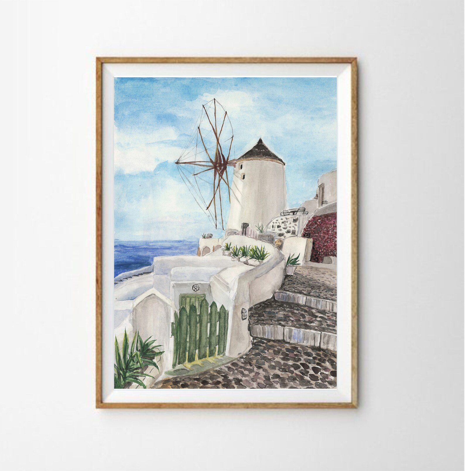Greece, Watercolor Landscape, Instant Download - Etsy