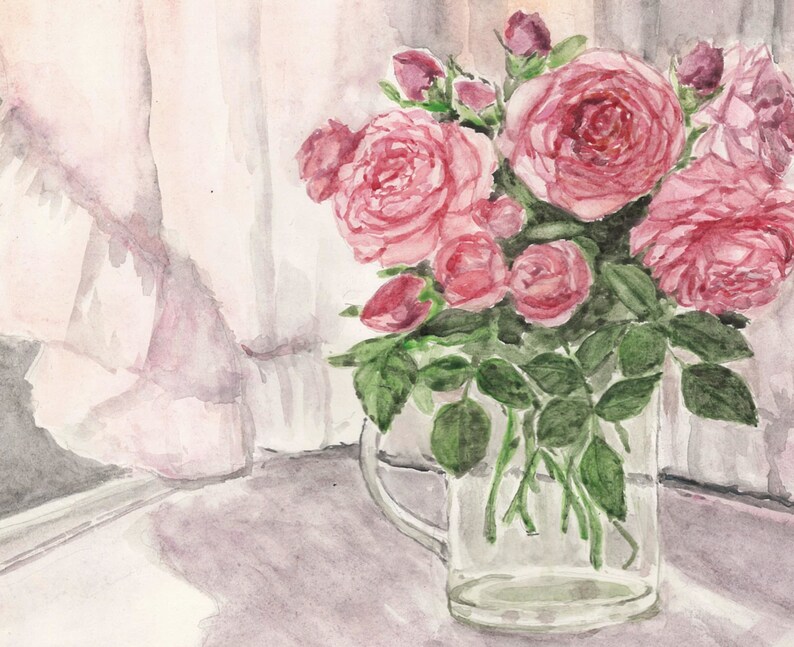 Roses, Still-life, Watercolor - Etsy