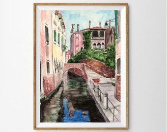 Italian Landscape Italy Watercolor Art Instant Download | Etsy