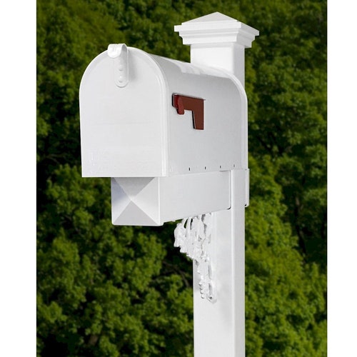 White Mailbox With White Vinyl Post Standard Base and | Etsy
