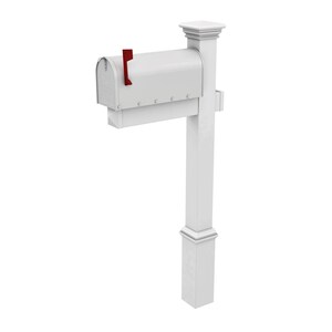 Mailbox With White Vinyl Post, Decorative Base, and Federation Style ...