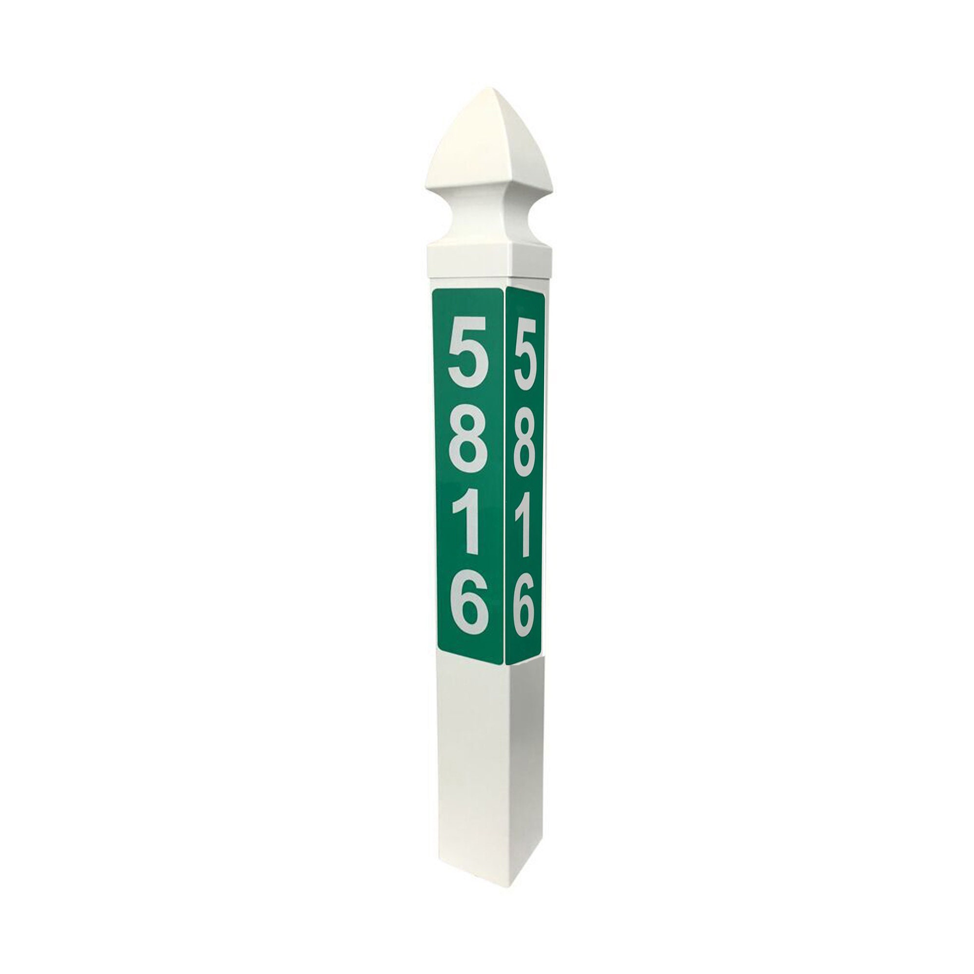 White Address Post With Green Reflective Numbers 32 Tall | Etsy