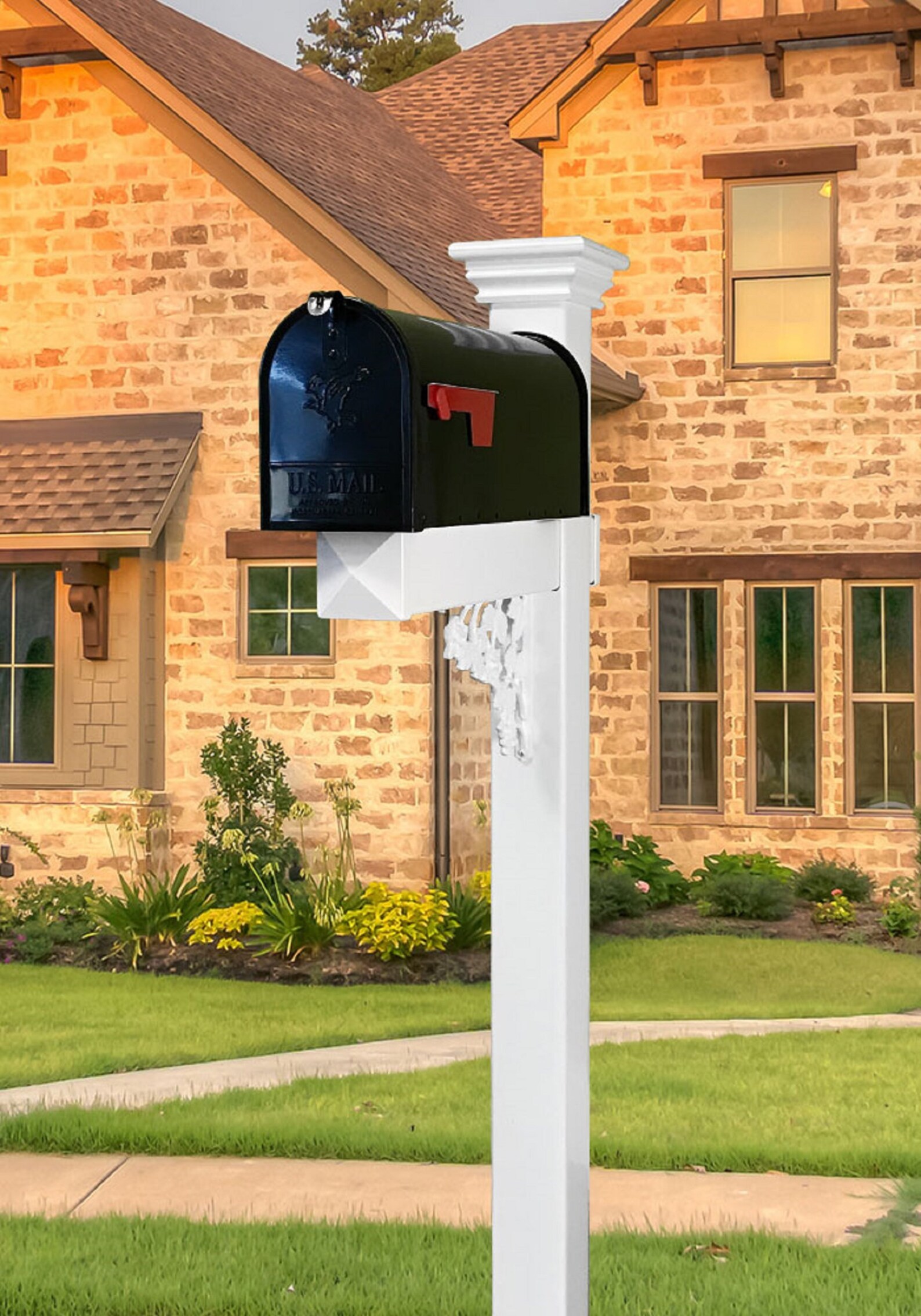 Mailbox With White Vinyl Post Standard Base White Rose - Etsy