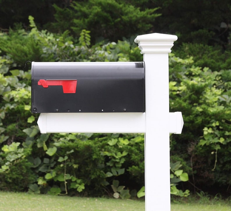 Mailbox With White Vinyl Post, Standard Base, and Federation Style Cap ...