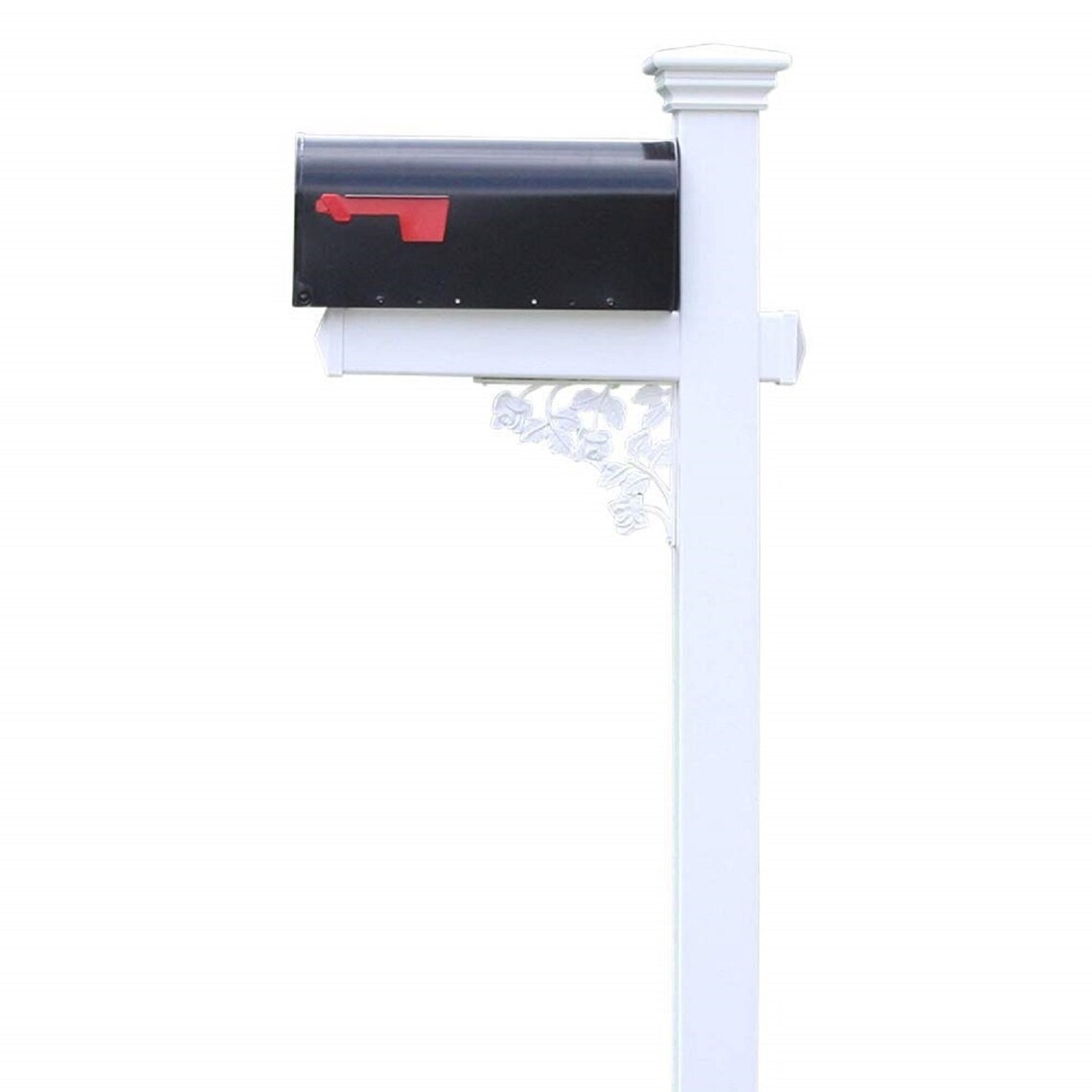 Mailbox With White Vinyl Post Standard Base White Rose - Etsy