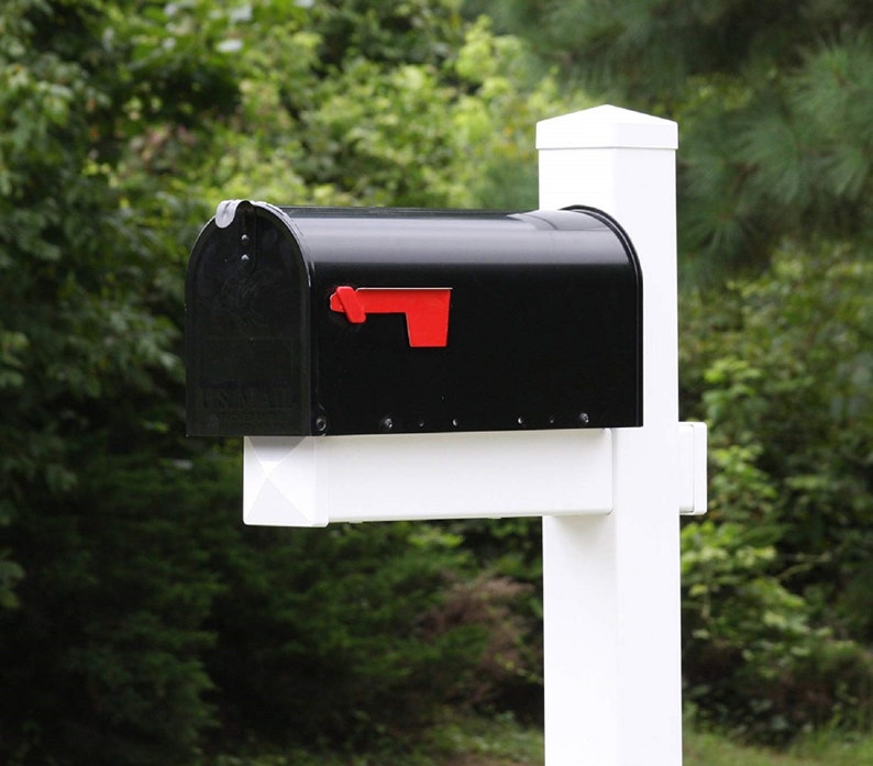 Mailbox With White Vinyl Post Decorative Base and Flat Style - Etsy