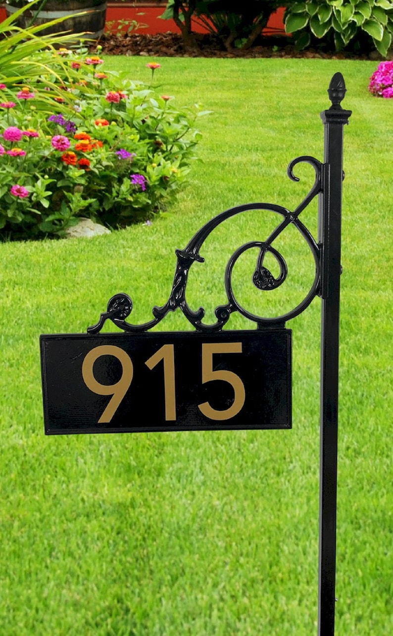 Decorative Curbside Address Marker Personalized With Gold or - Etsy