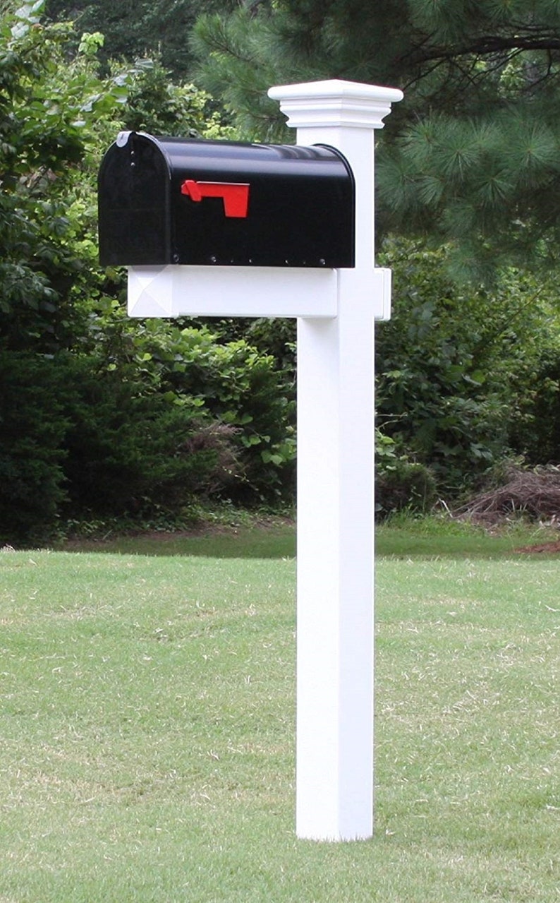 Mailbox With White Vinyl Post, Standard Base, and Federation Style Cap ...