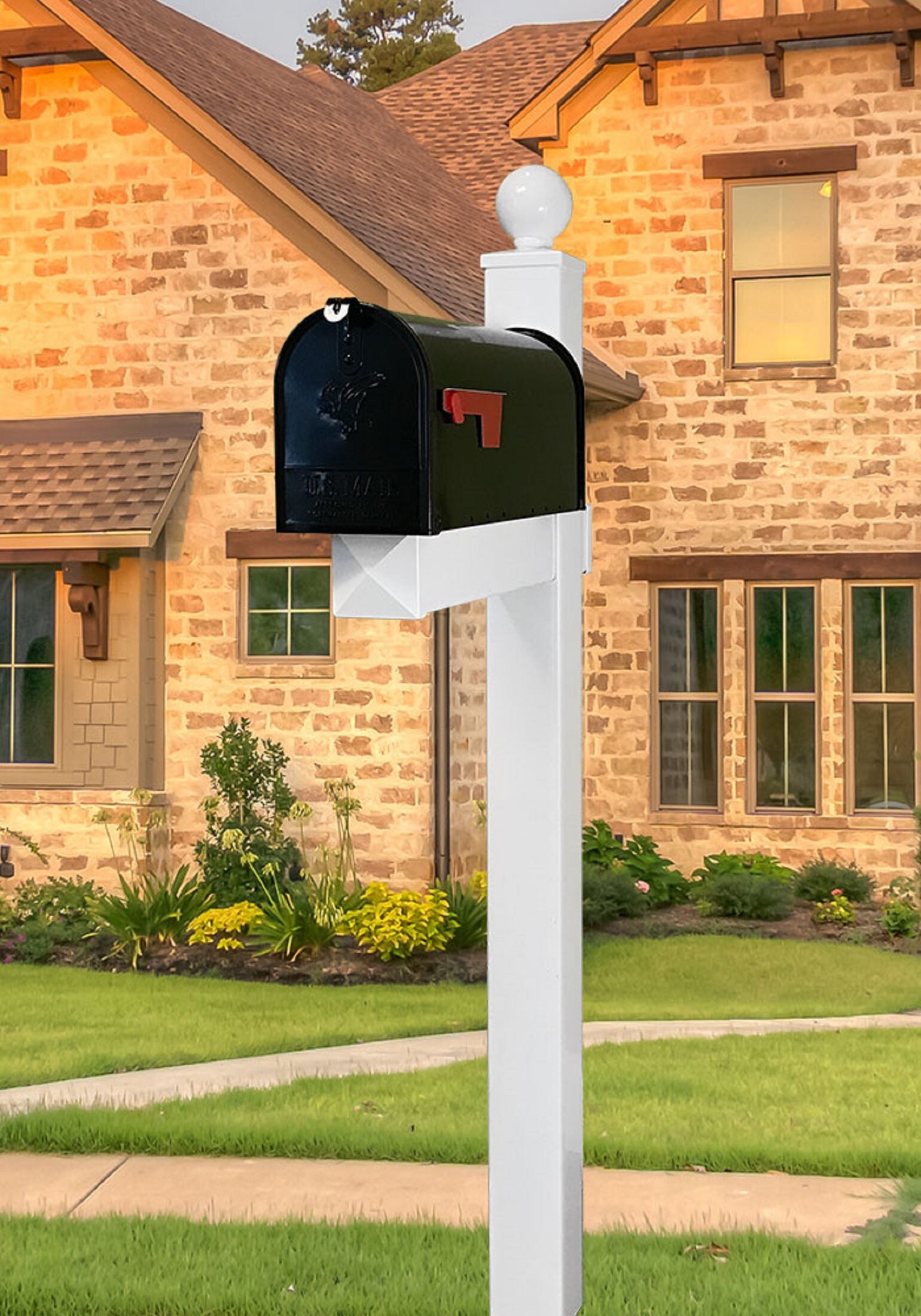 Mailbox With White Vinyl Post Ball Style Cap and Standard - Etsy