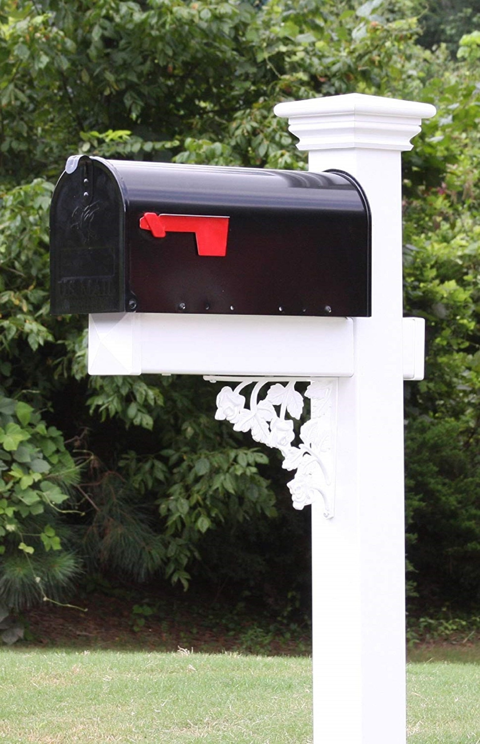 Mailbox With White Vinyl Post Standard Base White Rose - Etsy