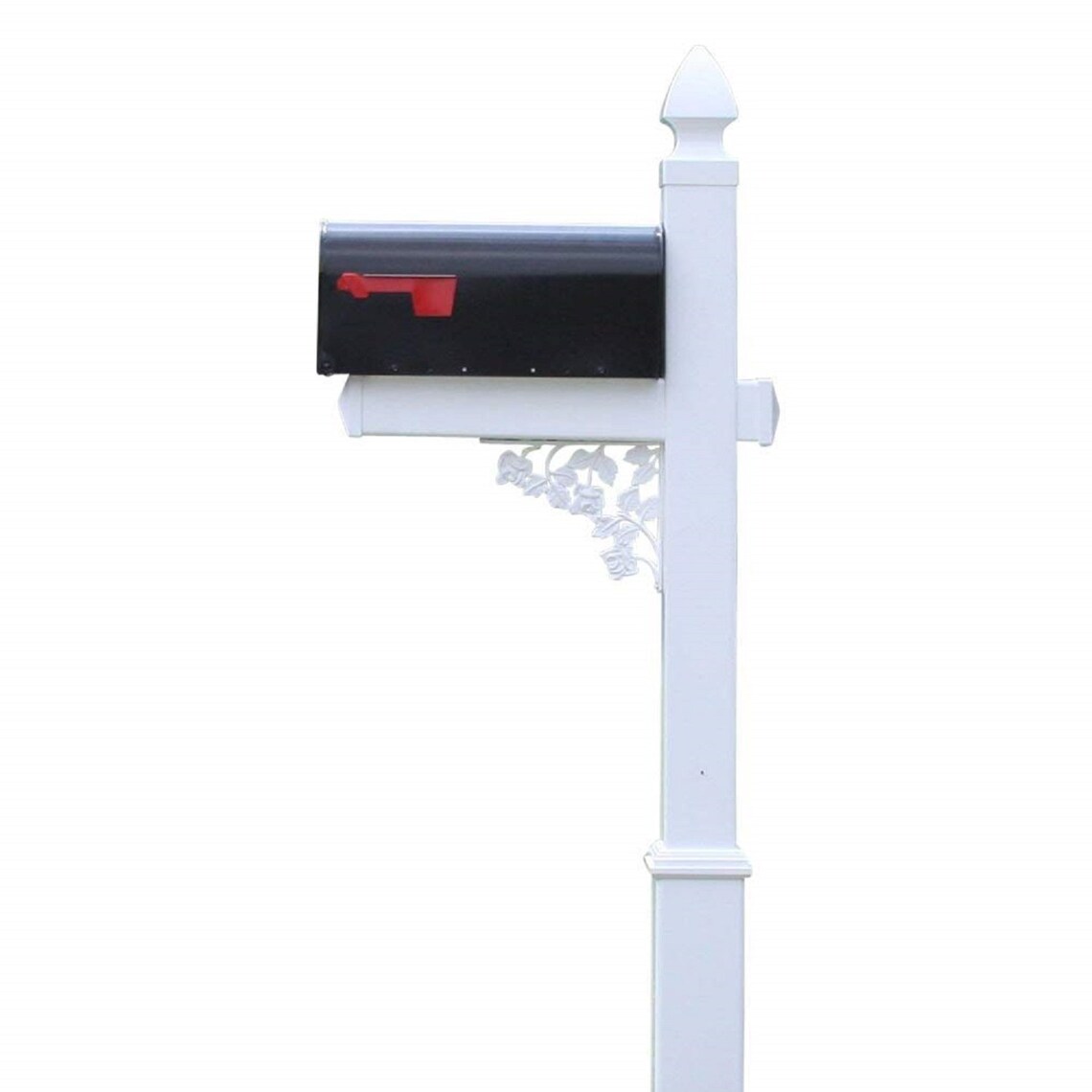 Mailbox With White Vinyl Post Decorative Base White Rose - Etsy