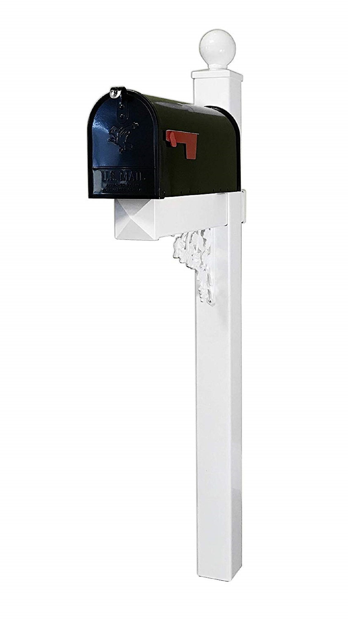 Mailbox With White Vinyl Post Ball Style Cap Standard Base - Etsy