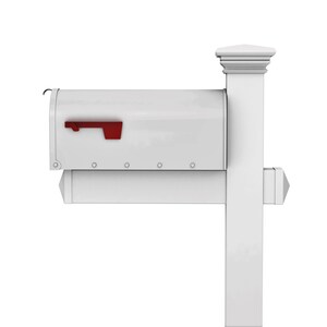 Mailbox With White Vinyl Post, Decorative Base, and Federation Style ...