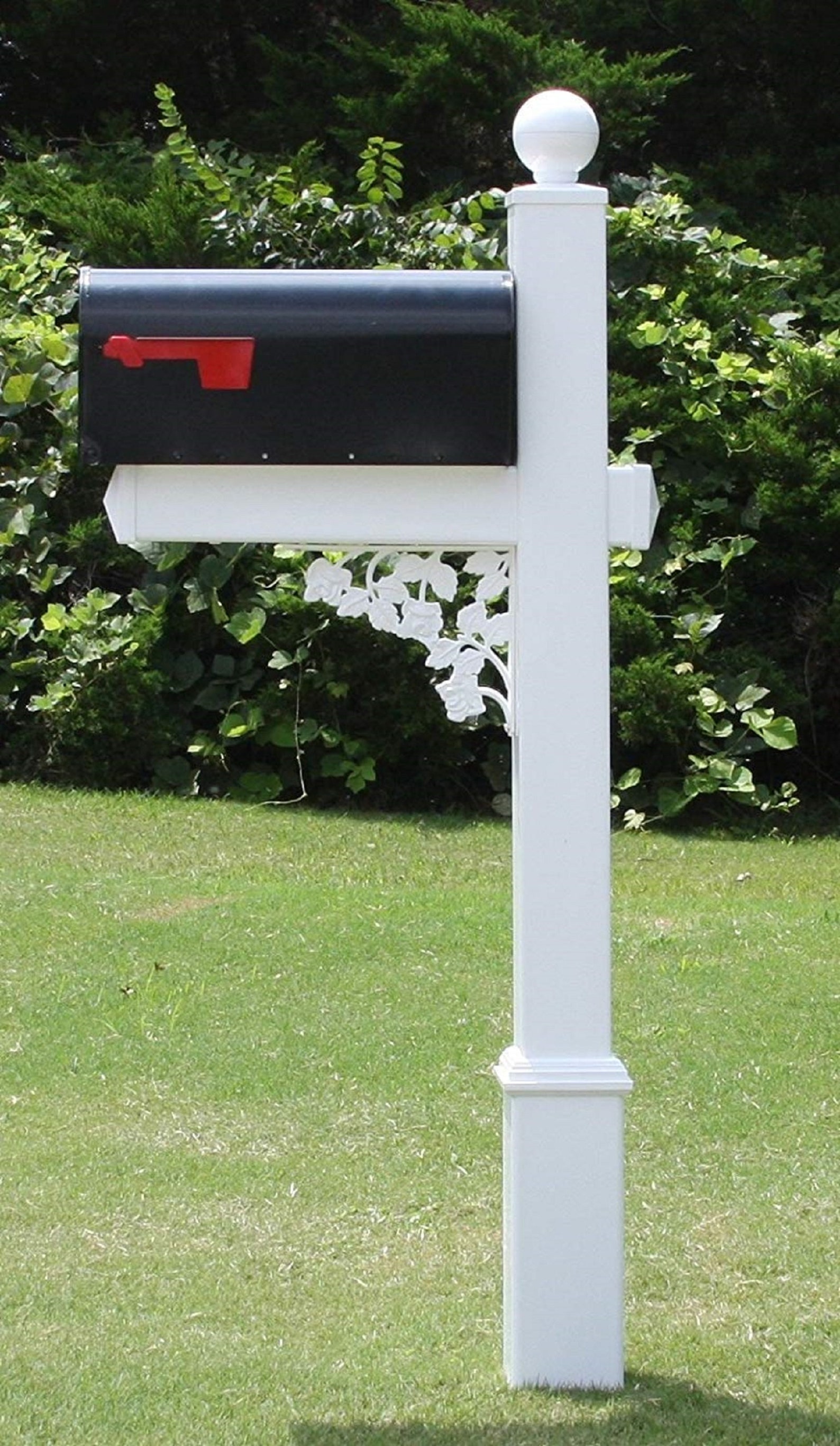 Mailbox With White Vinyl Post Ball Style Cap Decorative | Etsy