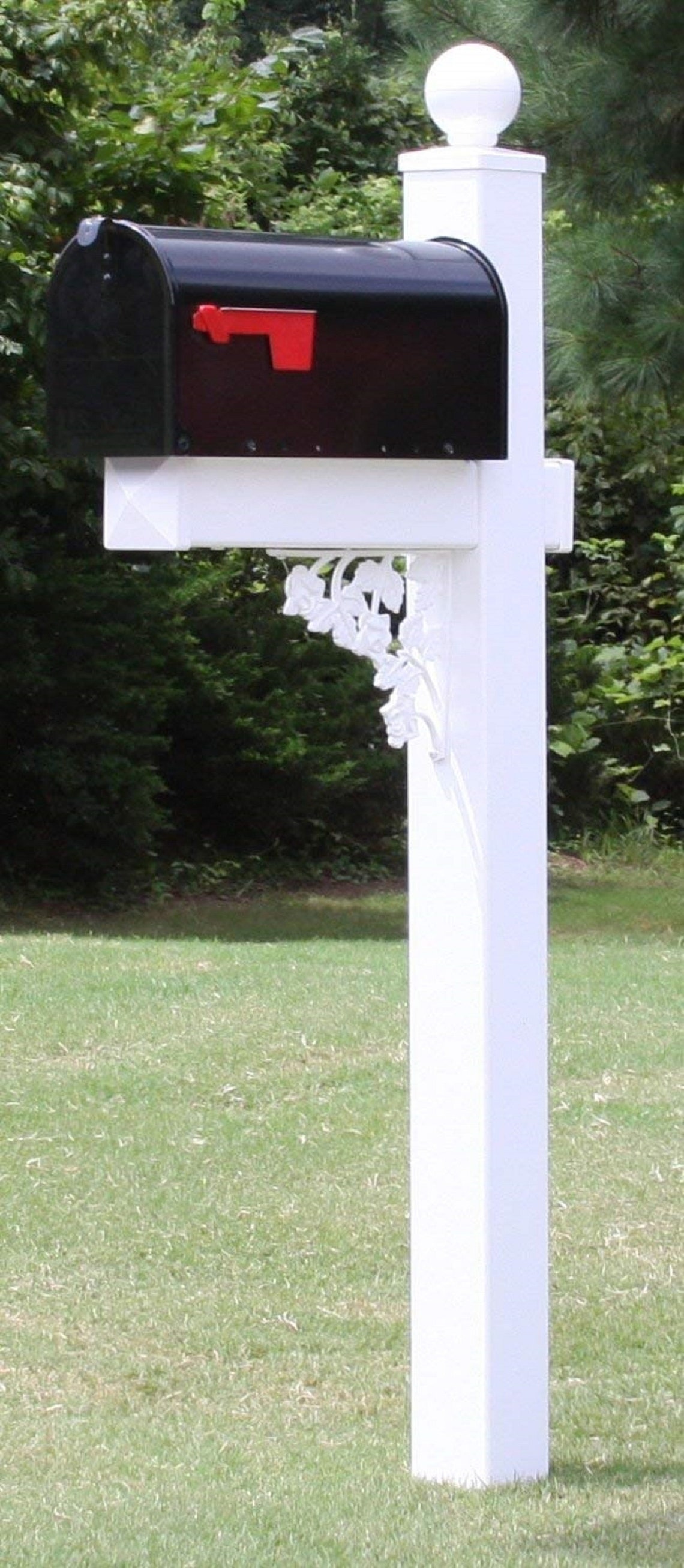 Mailbox With White Vinyl Post Ball Style Cap Standard Base - Etsy