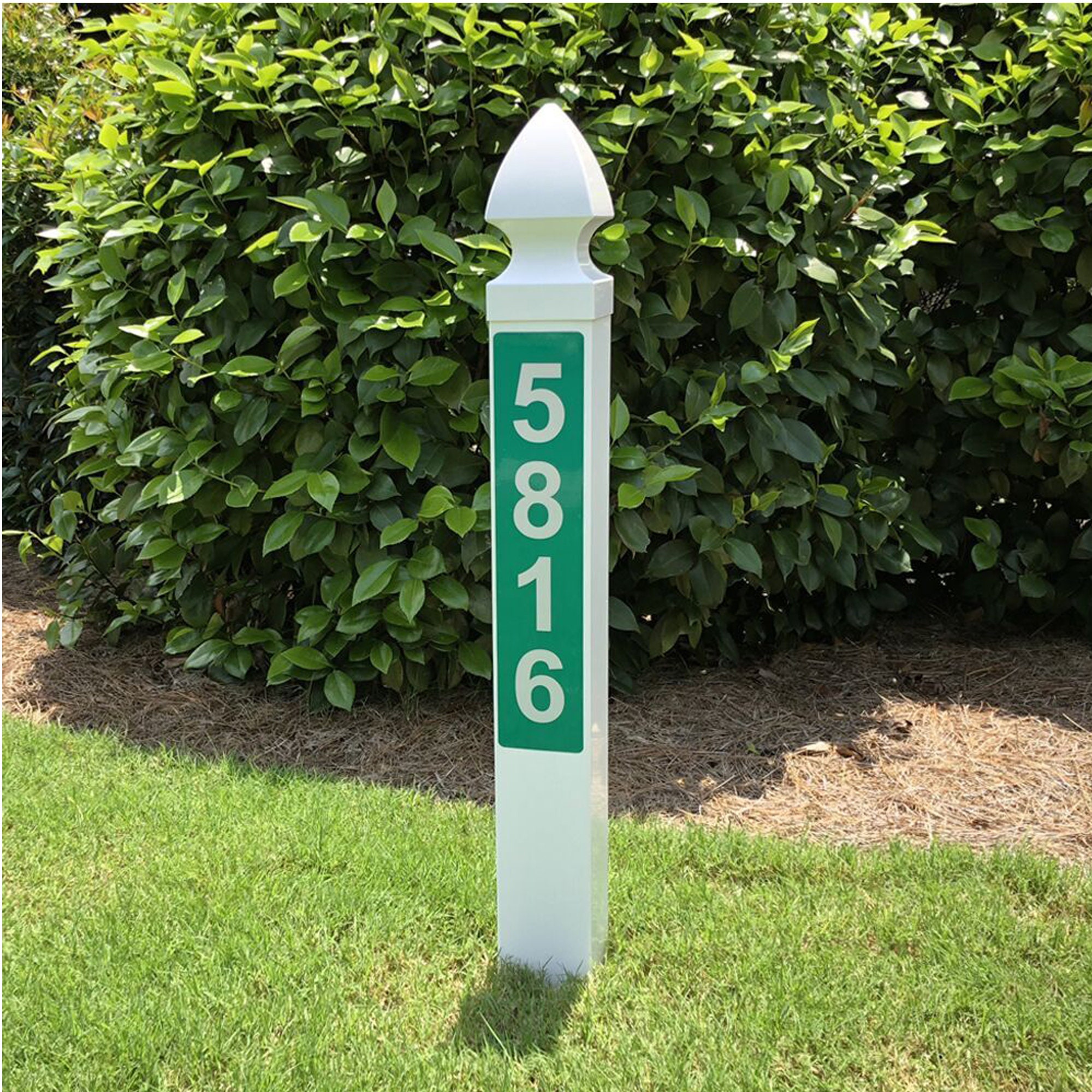 White Address Post With Green Reflective Numbers 32 Tall | Etsy