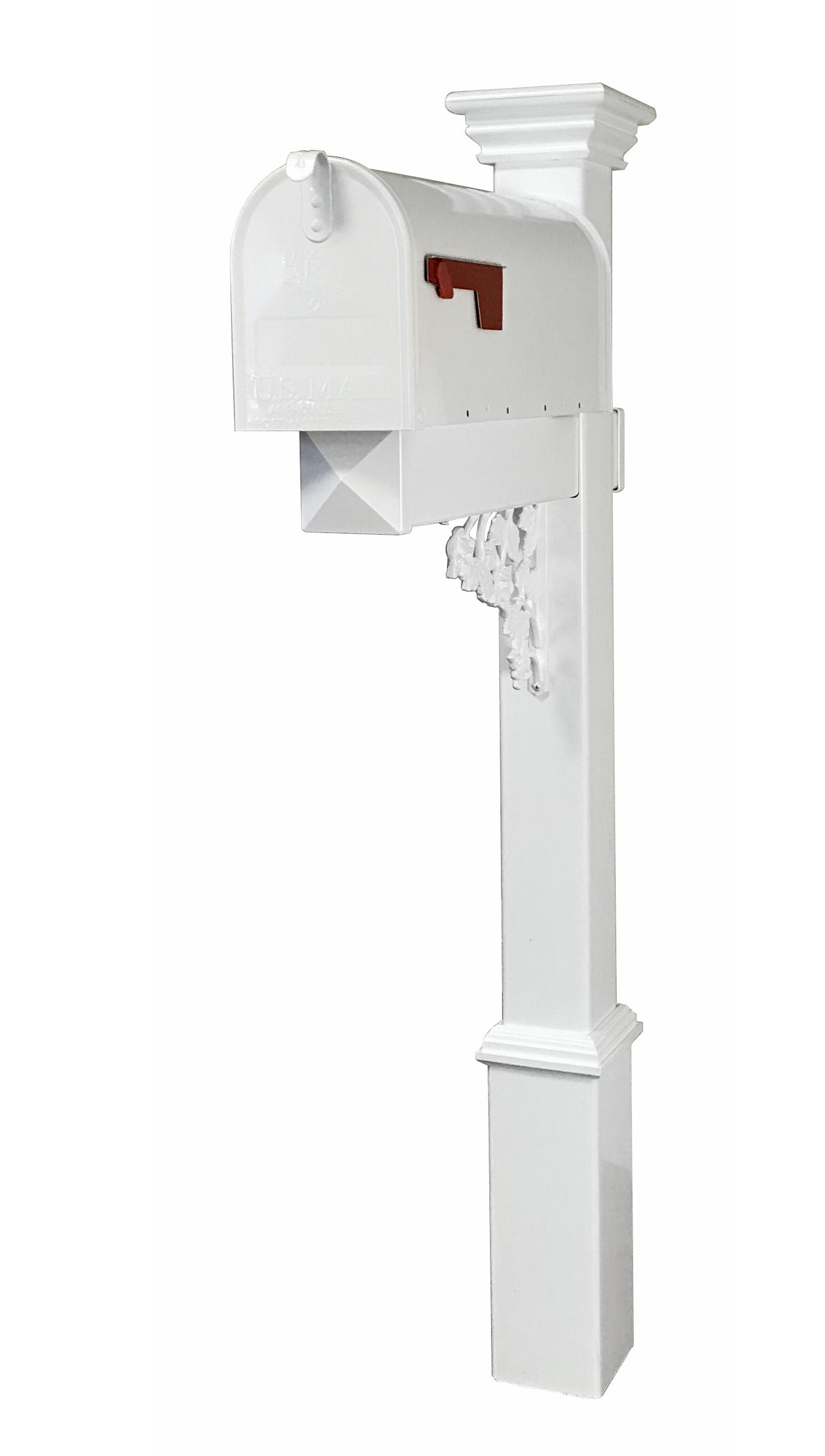 White Mailbox with White Vinyl Post Decorative Base White | Etsy