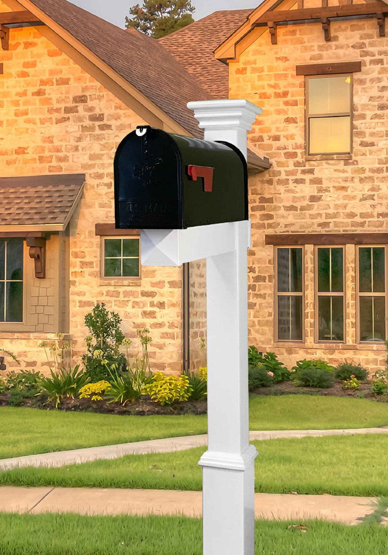 Mailbox With White Vinyl Post Decorative Base and Federation | Etsy