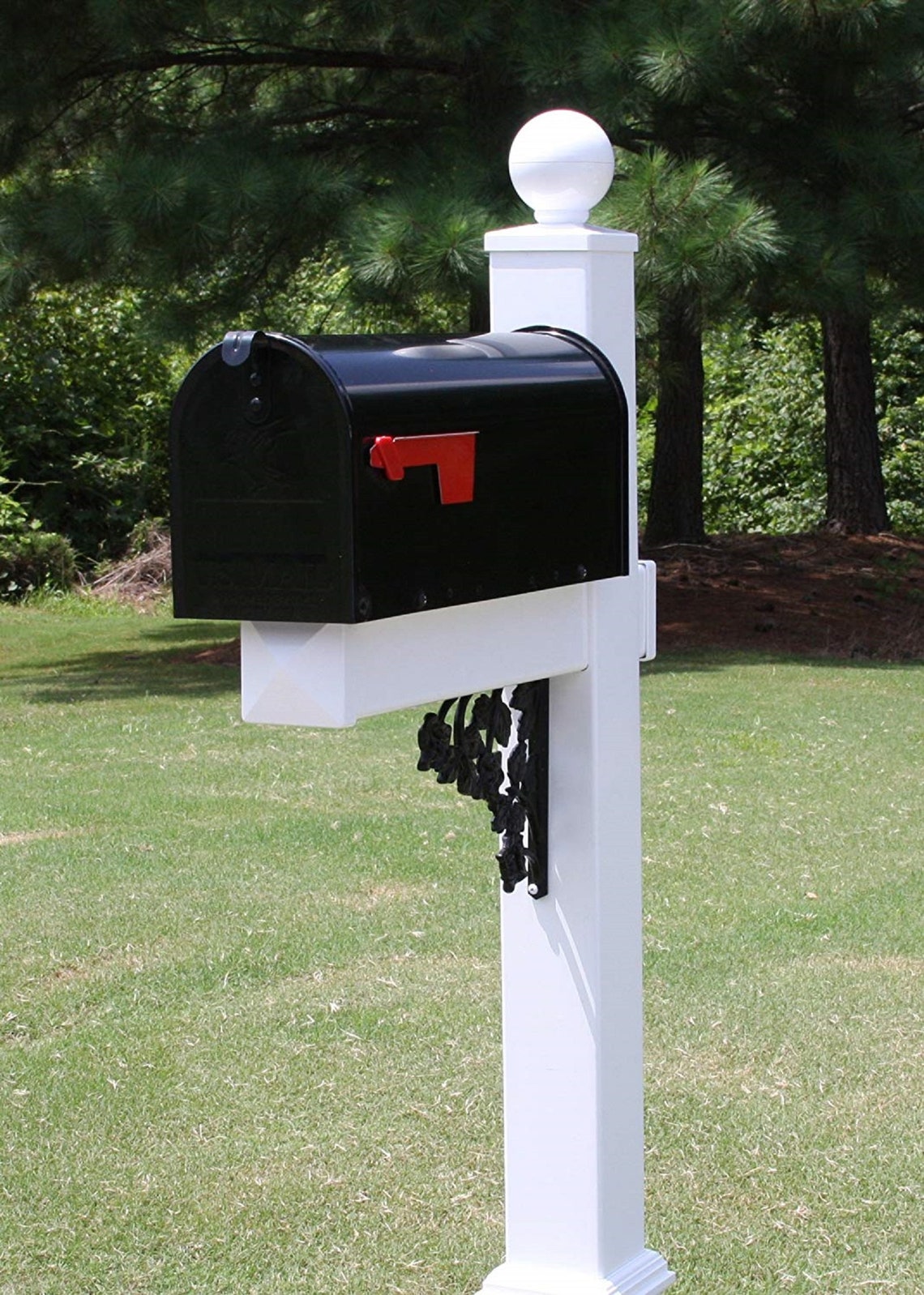 Mailbox With White Vinyl Post Decorative Base Ball Style Cap - Etsy