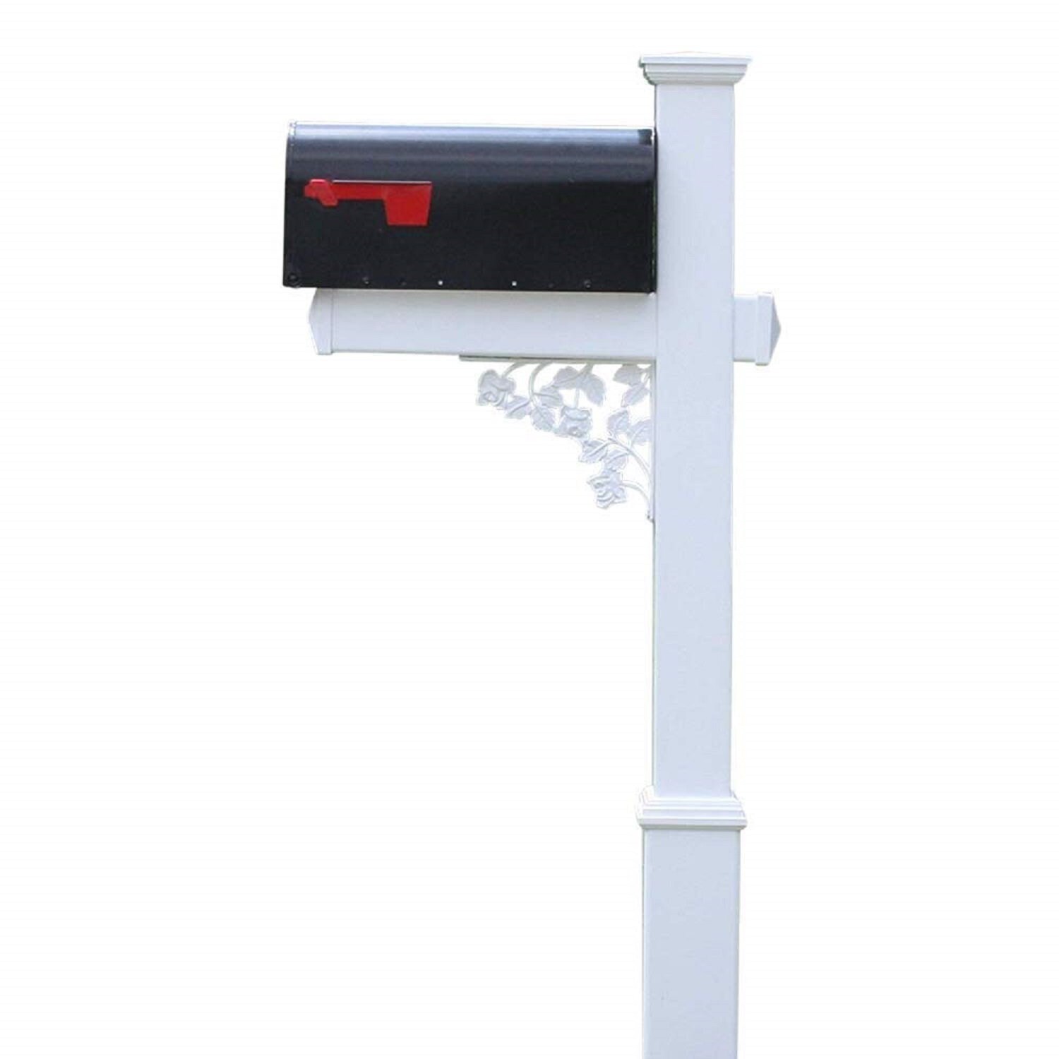 Mailbox With White Vinyl Post Decorative Base White Rose | Etsy