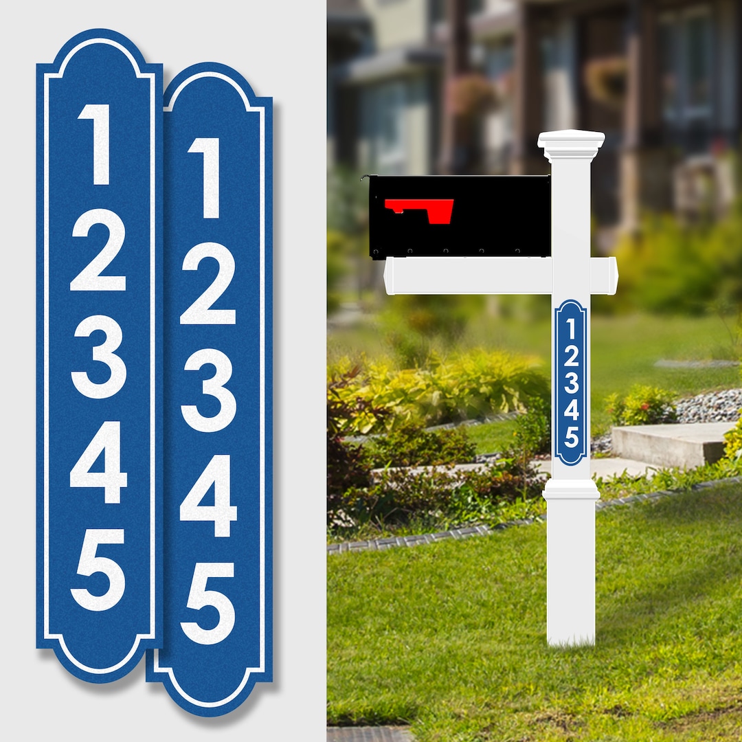 Pair of Aluminum Reflective House Numbers Address Signs for Mailbox ...