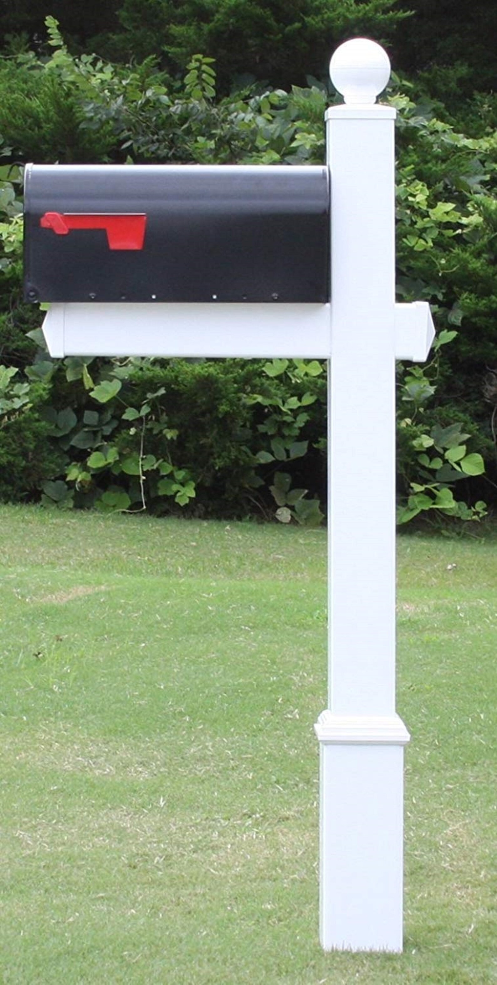 Mailbox With White Vinyl Post Decorative Base and Ball Style | Etsy