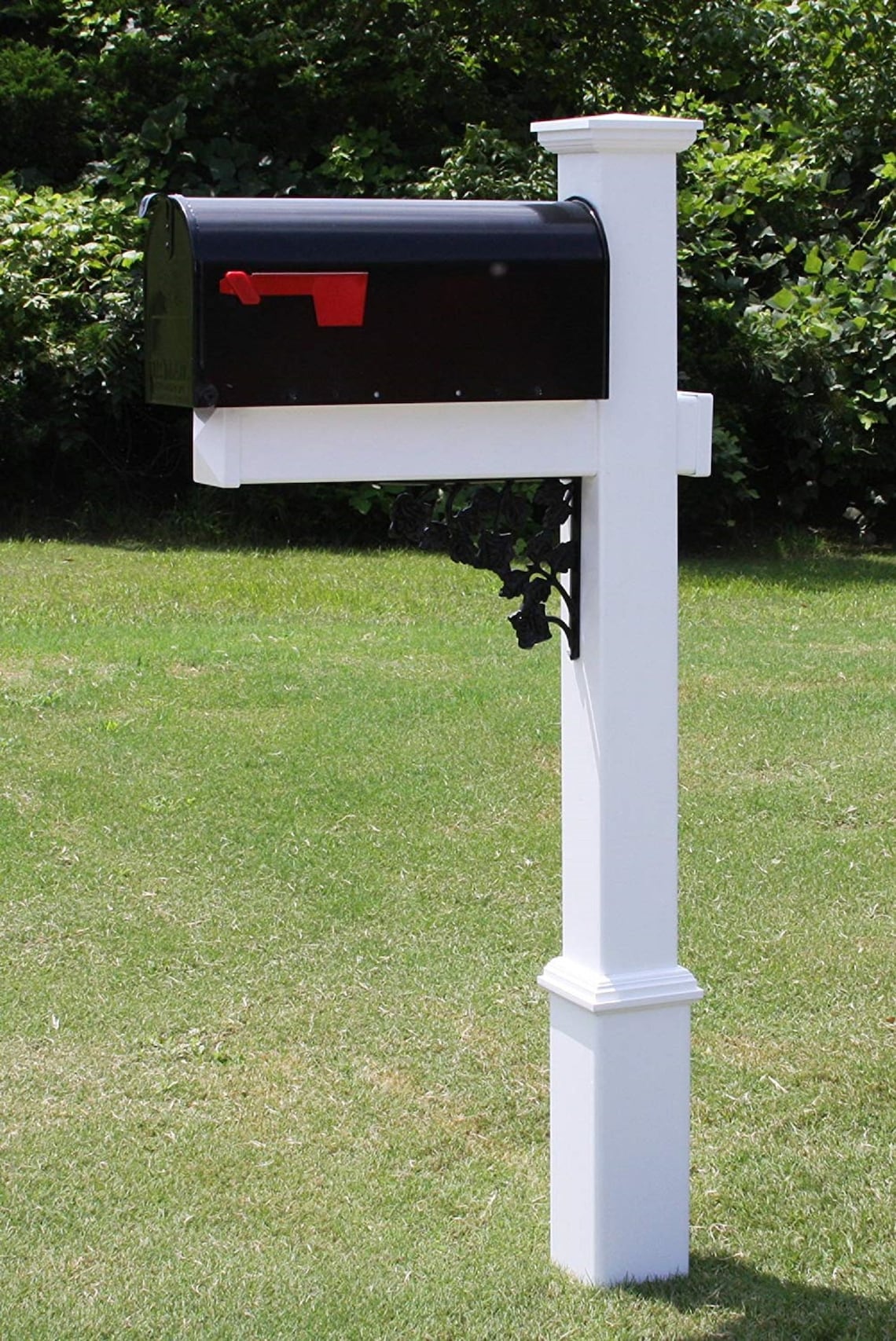 Mailbox With White Vinyl Post Decorative Base Black Rose - Etsy