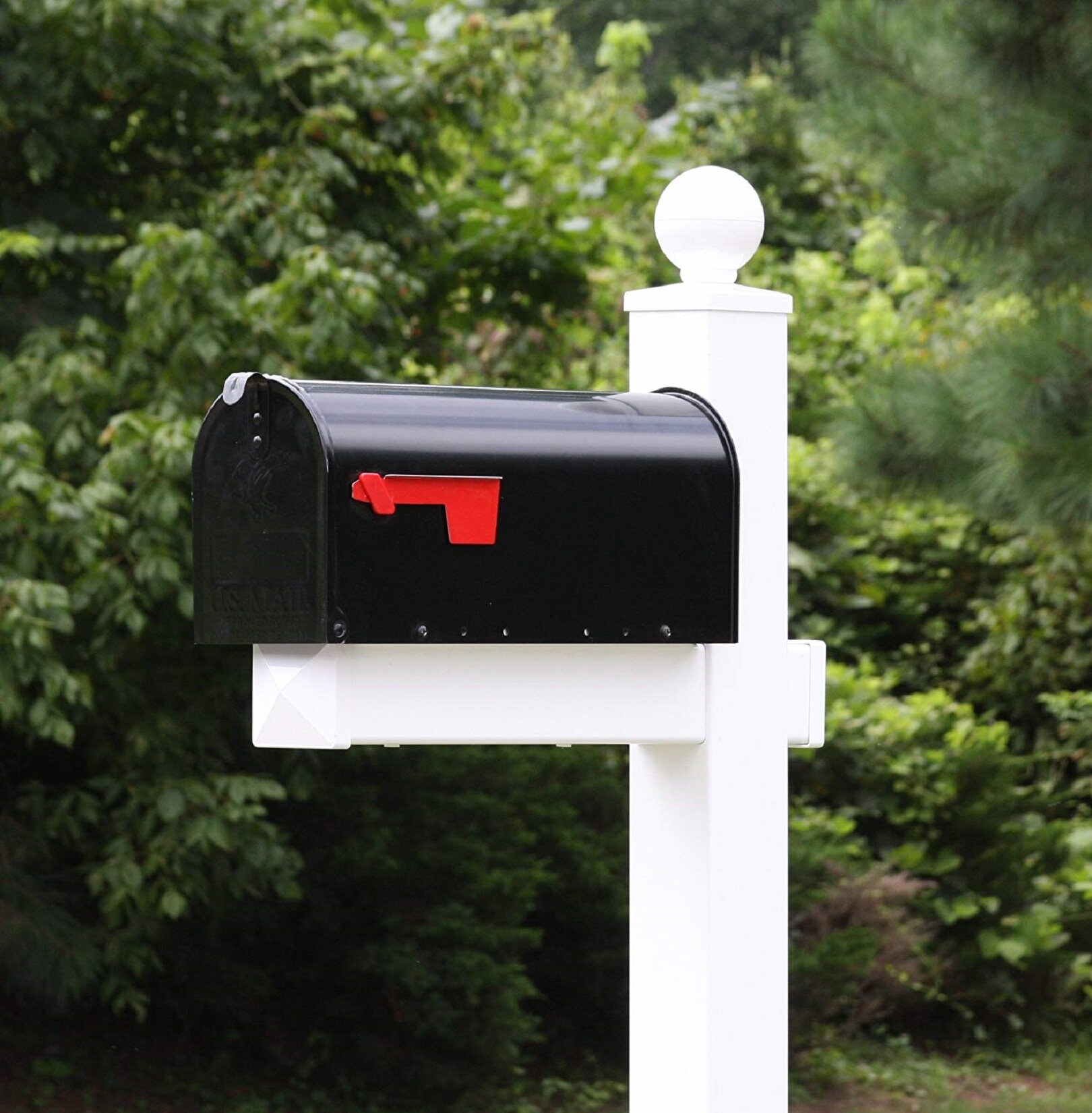 Mailbox With White Vinyl Post Ball Style Cap and Standard - Etsy