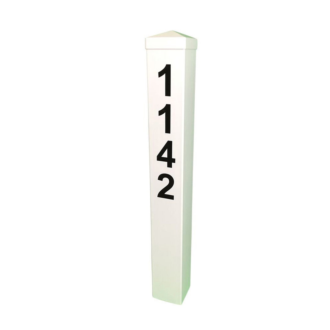 White Address Post With Black Customized Street Numbers – 32” Tall ...