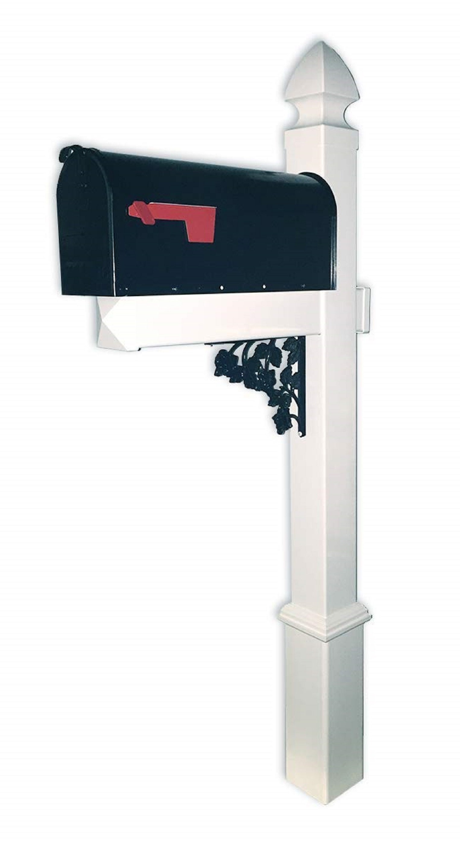 Mailbox With White Vinyl Post Decorative Base Gothic Style | Etsy