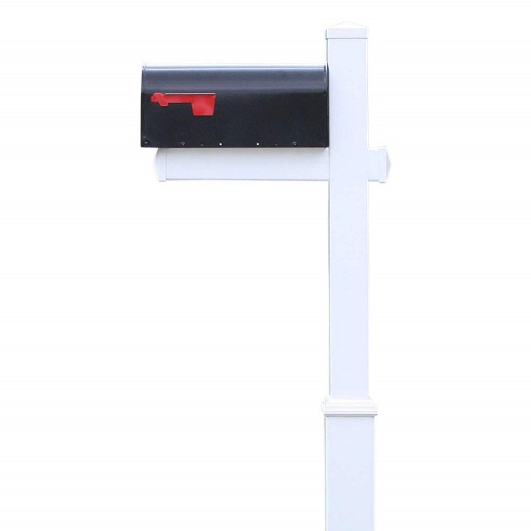 Mailbox With White Vinyl Post, Decorative Base, and Flat Style Cap - Etsy