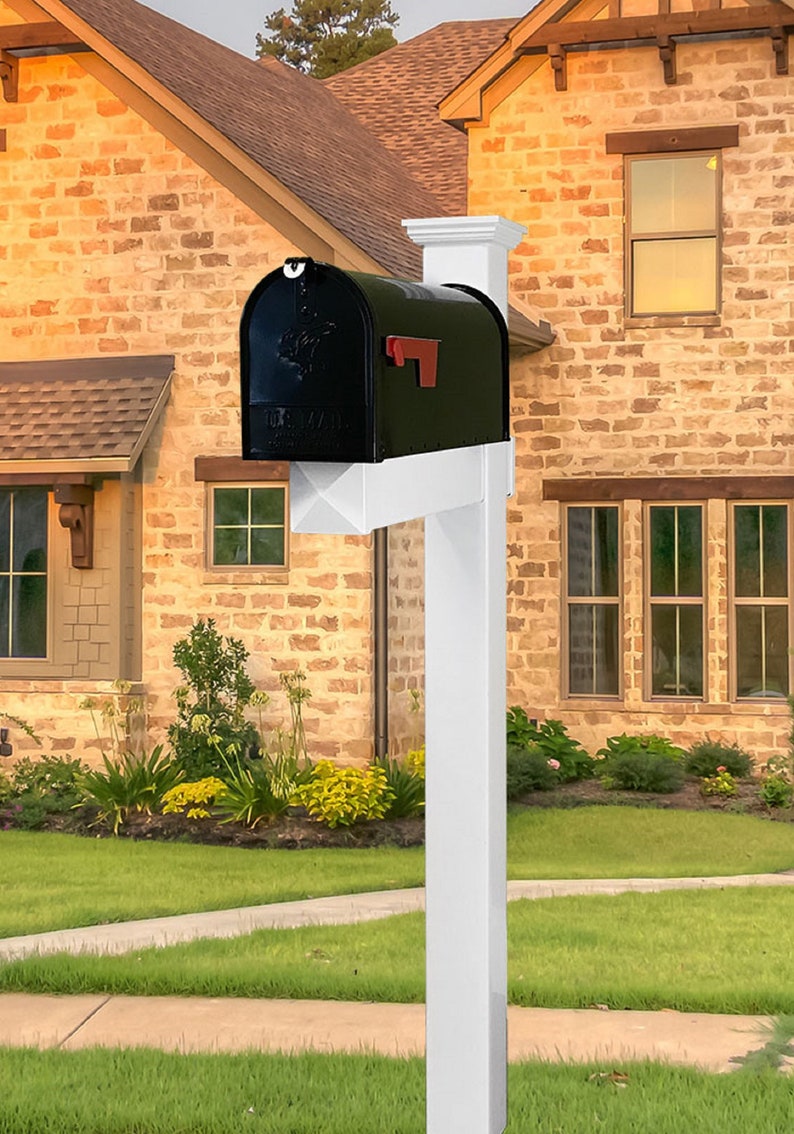 Mailbox With White Vinyl Post Standard Base and New England | Etsy