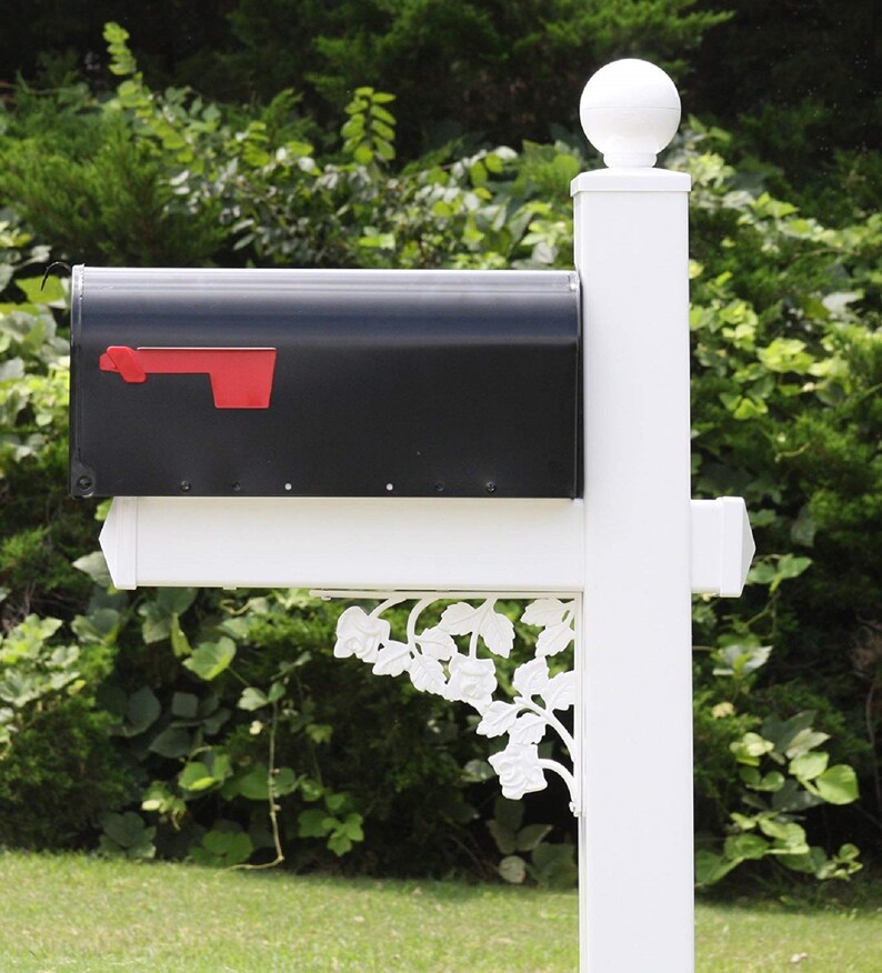 Mailbox With White Vinyl Post Ball Style Cap Decorative | Etsy
