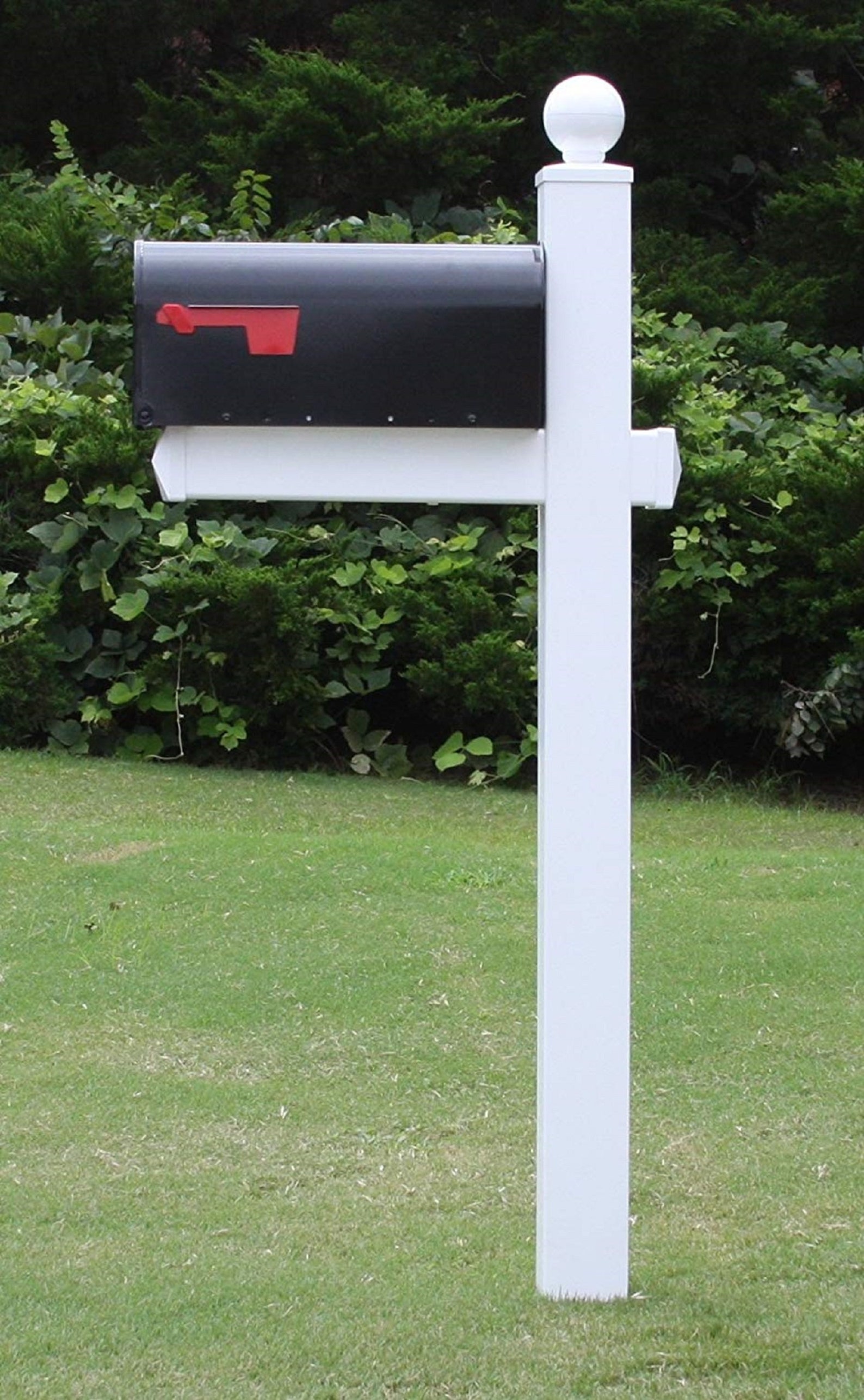 Mailbox With White Vinyl Post Ball Style Cap and Standard - Etsy