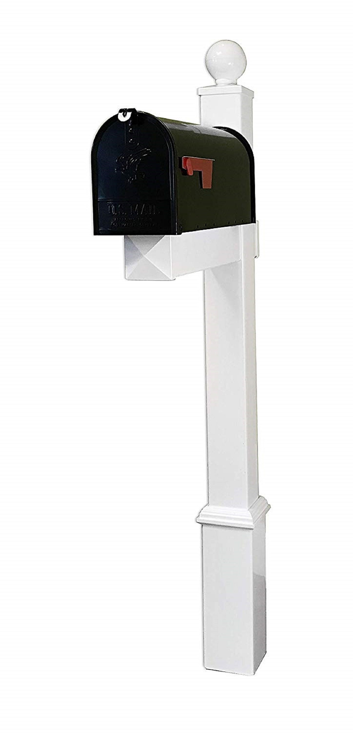 Mailbox With White Vinyl Post Decorative Base and Ball Style | Etsy