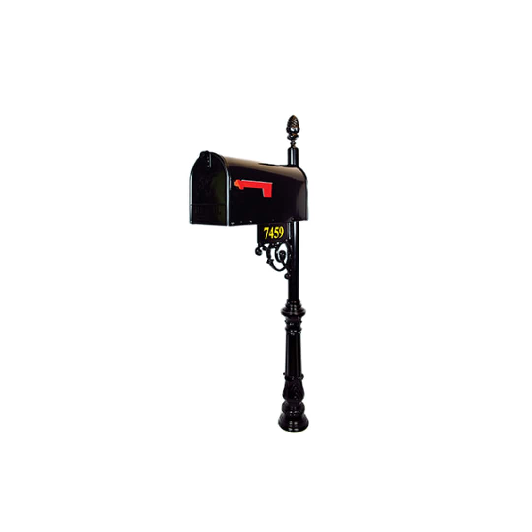 Mailbox & Post System – Black Rust Resistant Mailbox – Includes Address ...