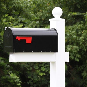 Mailbox With White Vinyl Post, Decorative Base, and Ball Style Cap - Etsy
