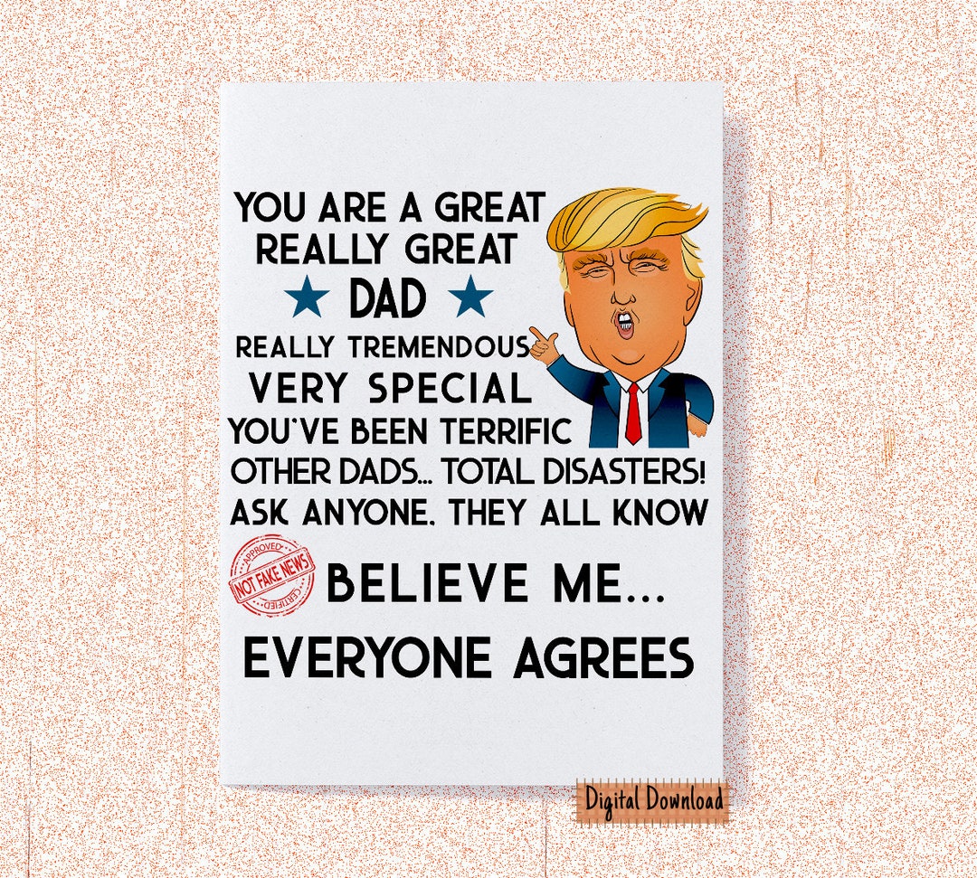Card for Dad Printable, Trump Father Card, Birthday Card for Dad ...