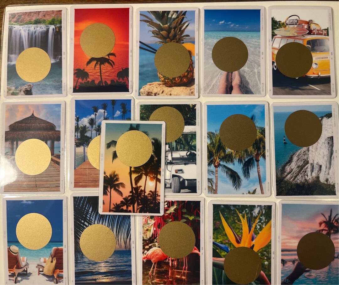 Paradise! - Mini Scratch off Card Set of 16 Colorful Vacation Oasis Fun ...