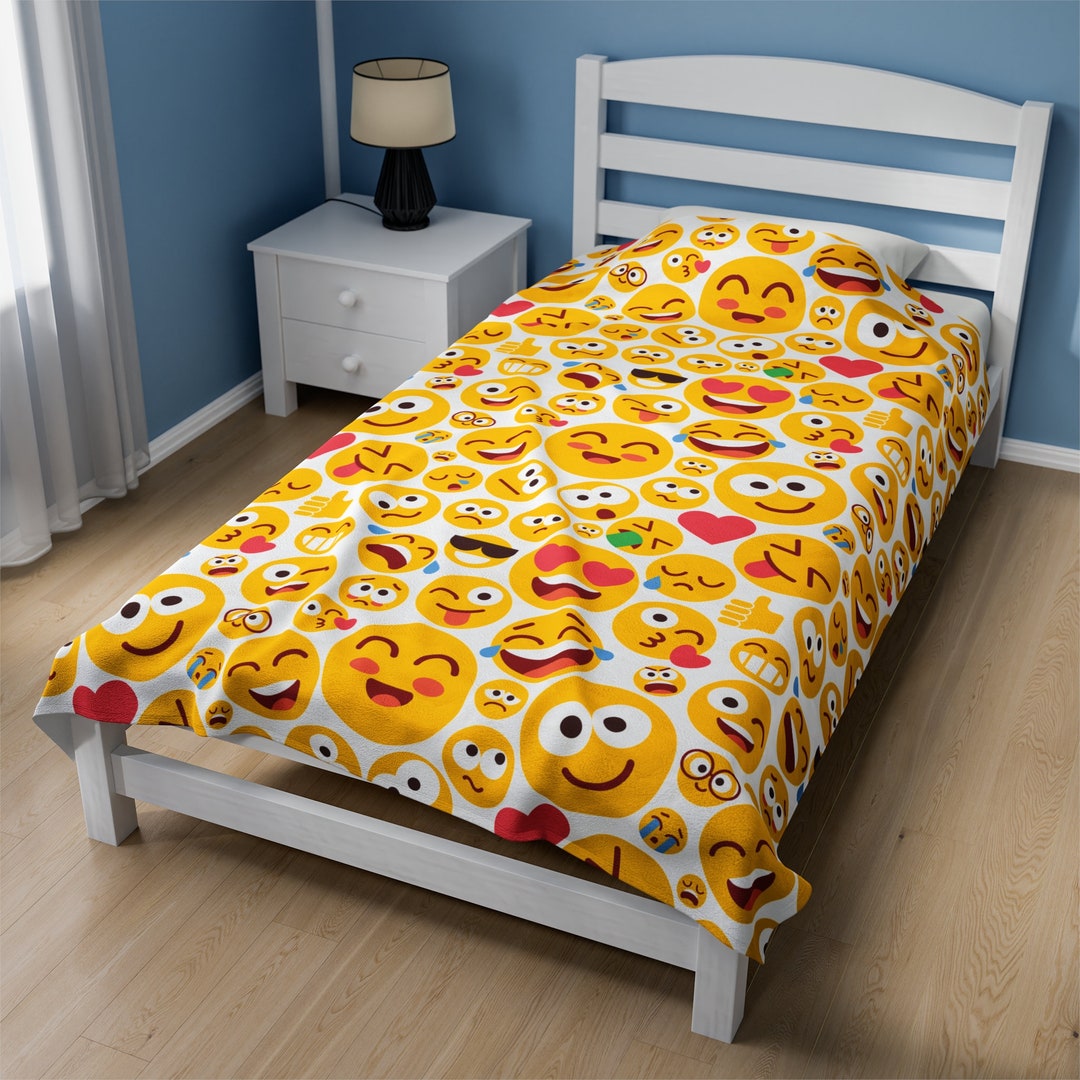 Velveteen Plush Blanket | Emojis - Etsy