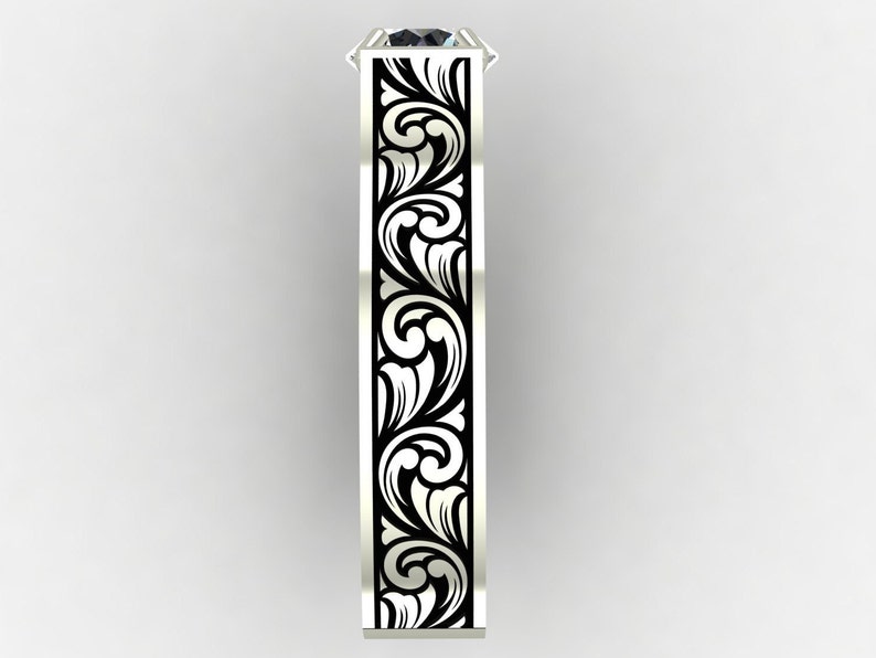 Western Engraving Engagement Ring - 14K Gold Engagement Ring - Lab ...